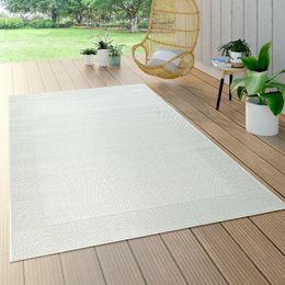 Paco Home - In- & Outdoor-Teppich Mit Bordüre, Für Balkon Und Terrasse, Flachgewebe In Weiß 120x170 cm