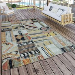 Paco Home In- & Outdoor Teppich Modern Ethno Muster Terrassen Teppich Bunt 200x280 cm