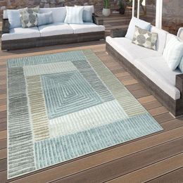 Paco Home In- & Outdoor Terrassen Teppich Geometrisches Design Pastell Braun Beige Grau 160 cm Rund