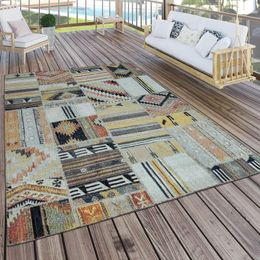 Paco Home - In- & Outdoor Teppich Modern Ethno Muster Terrassen Teppich Bunt 80x150 cm
