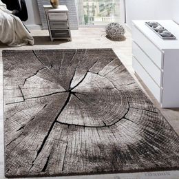 Edler Designer Teppich Wohnzimmer Holzstamm Baum Optik Natur Grau Braun Beige 160x230 cm - Paco Home
