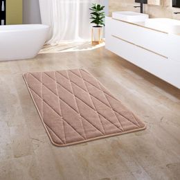 Paco Home Badezimmerteppich Badematte Badteppich Badvorleger Flauschig Memory Foam 3D 60x100 cm, Beige 4