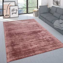 Paco Home Teppich Wohnzimmer Kurzflor Modern Einfarbig Schlichtes Muster Handgefertigt Rosa 80x150 cm