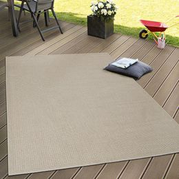 Paco Home - In- & Outdoor Flachgewebe Teppich Terrassen Teppiche Natürlicher Look In Beige 200x350 cm