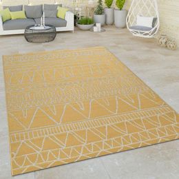 Paco Home In- & Outdoor Flachgewebe Teppich Modern Ethno Muster Zickzack Design In Gelb 160x220 cm