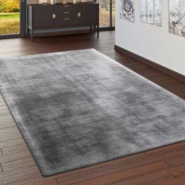 Teppich Handgefertigt Hochwertig 100 % Viskose Vintage Optisch Meliert In Grau 240x340 cm - Paco Home
