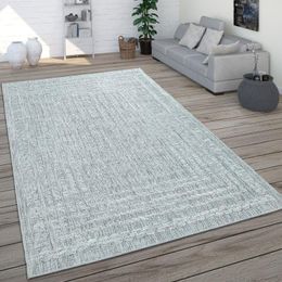 Paco Home In- & Outdoor Teppich Für Balkon Terrasse, Küchenteppich Im Modernen Skandi-Look 160x230 cm, Grau