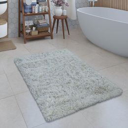 Paco Home - Moderne Badematte Badezimmer Teppich Shaggy Kuschelig Weich Einfarbig Creme 80x150 cm