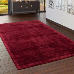 Paco Home - Wohnzimmer-Teppich, Kurzflor-Teppich Handgearbeitet, Einfarbig In Rot 240x340 cm