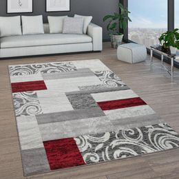 Teppich Wohnzimmer Kurzflor Marokkanische Kreis Und Bordüren Muster Modern 80x150 cm, Rot - Paco Home