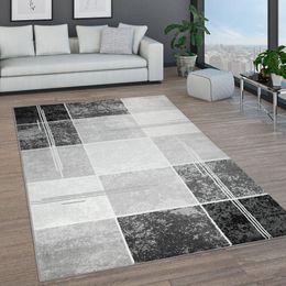 Teppich Wohnzimmer Kurzflor Marokkanische Kreis Und Bordüren Muster Modern 120x170 cm, Grau - Paco Home