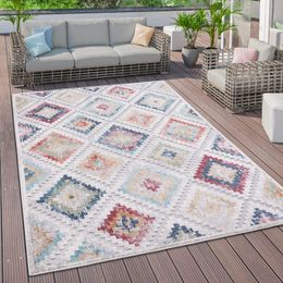 Outdoor Teppich Wetterfest Wohnzimmer Balkon Skandinavisch Ethno Geometrisch 3D 160x220 cm, Bunt 4 - Paco Home