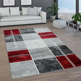 Teppich Wohnzimmer Kurzflor Marokkanische Kreis Und Bordüren Muster Modern 160x220 cm, Rot 2 - Paco Home