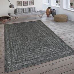 Paco Home - In- & Outdoor-Teppich, Flachgewebe Mit Skandi-Muster Und Sisal-Look In Grau 120x170 cm