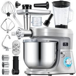 Kesser® 3 in 1 Universal Küchenmaschine K-KM 3000 mit Fleischwolf Knetmaschine Multifuntionale Rührmaschine 5,5L Schüssel mit 3 Rührwerkzeuge 1,5L Entsafter Wurst Set Pasta & Plätzchenformen