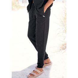 Lascana Sweathose '-Relaxhose' schwarz Gr. 32/34 für Damen. Mit Logostickerei. Bequem. Nachhaltig.