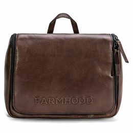 Farmhood Memphis Kulturbeutel Leder 27 cm dark brown