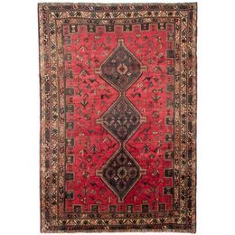 morgenland Wollteppich »Shiraz Medaillon Rosso 294 x 217 cm«, rechteckig, 10 mm Höhe, Unikat mit Zertifikat rot