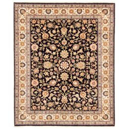 morgenland Wollteppich »Kaschmar Blumenmuster Blu scuro 282 x 218 cm«, rechteckig, 10 mm Höhe, Unikat mit Zertifikat blau Dunkelblau
