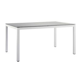 solpuri Classic Dining Tisch 220x100 cm Aluminium Höhe 75 cm Teak/White Keramik/Aluminium