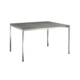 solpuri Slimm Dining Tisch 140x80 cm Edelstahl Stone Dark Grey/Silber Keramik/Edelstahl