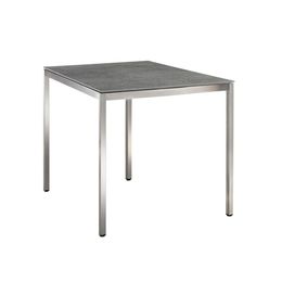 solpuri Slimm Dining Tisch 80x80 cm Edelstahl Cement anthracite/Silber Keramik/Edelstahl