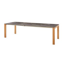 Diamond Garden Palermo Ausziehtisch Edelstahl/HPL 170 - 330x100 cm Beton Dunkel/Braun HPL/Premium Teak