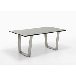 Niehoff Noah Tisch Edelstahl Trapezkufe/HPL 160x95 cm bis 220x95 cm Zement/Silber HPL/Edelstahl