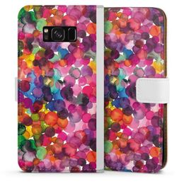 DeinDesign Handyhülle bunt Punkte Wasserfarbe Overlapped Watercolor Dots, Samsung Galaxy S8 Plus Hülle Handy Flip Case Wallet Cover, weiß