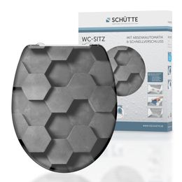 Sch&uuml;tte Sch&uuml;tte Duroplast WC Sitz GREY HEXAGONS, mit Absenkautomatik und Schnellverschluss