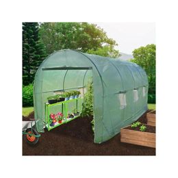 MONSTER SHOP Polytunnel mit Folie und Regale Gewächshaus Treibhaus Tomatenhaus Pflanzenhaus Folientunnel 19mm 5m x 2m - Grün