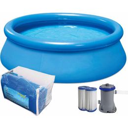 summer fun Quick Up Pool Set 244 x 66 cm inkl. Filter, Bodenschutz und Thermoabdeckung