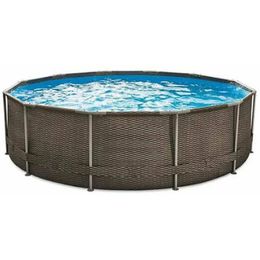 Summer Waves Elite Frame Pool Set rund 488 x 122 cm Rattan Dark Triple (3000131) - POLYGROUP