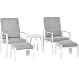 Outsunny - 5-teiliges Gartenmöbel-Set Grau Weiß - Grau+Weiß