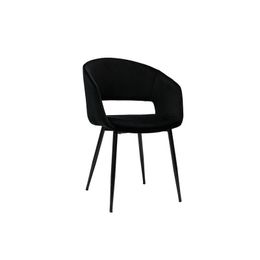 Miliboo Design-Stuhl aus schwarzem Samt mit Füßen aus schwarzem Metall prisma - Schwarz