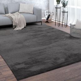Paco Home - Teppich, Kurzflor-Teppich Für Wohnzimmer, Super Soft, Weich, Waschbar, In Dunkel Grau 80x300 cm