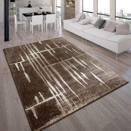 Paco Home - Designer Teppich Modern Trendiger Kurzflor Braun Beige Creme Meliert 70x250 cm