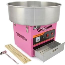 MONSTER SHOP KuKoo Retro Zuckerwattemaschine Zuckerwattenmaschine Zuckerwattegerät Gratis 500 Zuckerwattestäbchen aus Holz - Pink