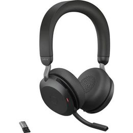 Jabra Evolve2 75 Telefon On Ear Headset Bluetooth®, kabelgebunden Stereo Schwarz Mikrofon-Rauschunterdrückung Lautstärkeregelung, Mikrofon-Stummschaltung,