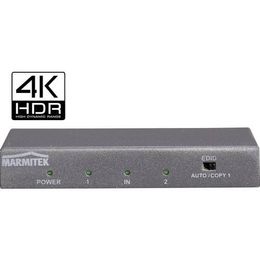 Marmitek Split 612 UHD 2.0 2 Port HDMI-Splitter 3D-Wiedergabe möglich, Metallgehäuse, Ultra HD-fähig, mit eingebautem Repeater 4096 x 2160 Pixel Anthrazit