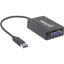 Manhattan 152303 USB 3.2 Gen 1 (USB 3.0) / VGA Adapter [1x USB 3.2 Gen 1 Stecker A (USB 3.0) - 1x VGA-Buchse] Schwarz 0.26 m