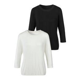 Lascana 3/4-Arm-Shirt mehrfarbig Gr. 32/34 für Damen. Mit Rundhals. Gerade. Nachhaltig.