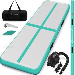 Kesser&reg; Turnmatte Aufblasbar Airtrack 2m/3m/4m/5m/6m Fitness-Matte Gymnastikmatte inkl. Tragetasche & elektr. Luftpumpe Yogamatte, Tumbling Matten, Trainingsmatte, Turn- & Fitness