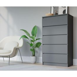 Komodenschrank mit 5 Schubladen, Farbe: anthrazit, a: 70 x 125 x 39 cm , Schubladenkommode, Kommode mit Schubladen, Sideboard Wohnzimmer,