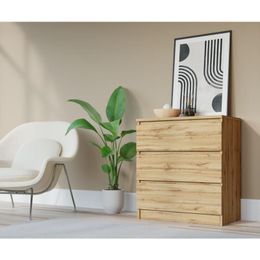 Komodenschrank mit 3 Schubladen, Farbe: wotan oak, a: 70 x 78 x 39 cm , Schubladenkommode, Kommode mit Schubladen, Sideboard Wohnzimmer, Schlafzimmer