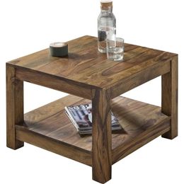 FineBuy Couchtisch Massiv-Holz 60 x 60 cm Wohnzimmer-Tisch Design braun Landhaus-Stil Beistelltisch Farbe wählbar