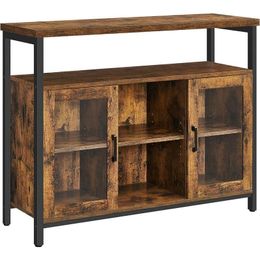 Songmics VASAGLE Sideboard, Küchenschrank, Aufbewahrungsschrank mit 2 transparenten Glastüren, verstellbare Einlegeböden, für Küche, Esszimmer, 100 x 35 x 80