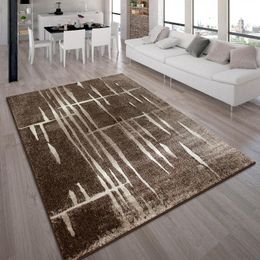 Designer Teppich Modern Trendiger Kurzflor Braun Beige Creme Meliert 190x280 cm - Paco Home