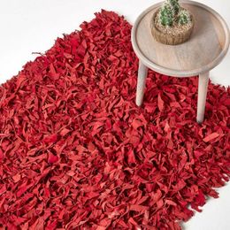 Homescapes Lederteppich Dallas, rot, 120 x 180 cm - Rot