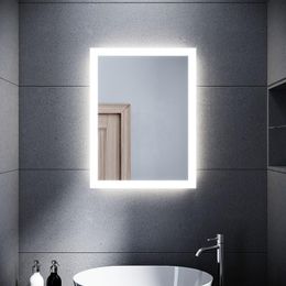 Sonni - Badspiegel led Beleuchtung Badezimmerspiegel mit led Wandspiegel,50x60cm,Wandschalter,Kaltweiß